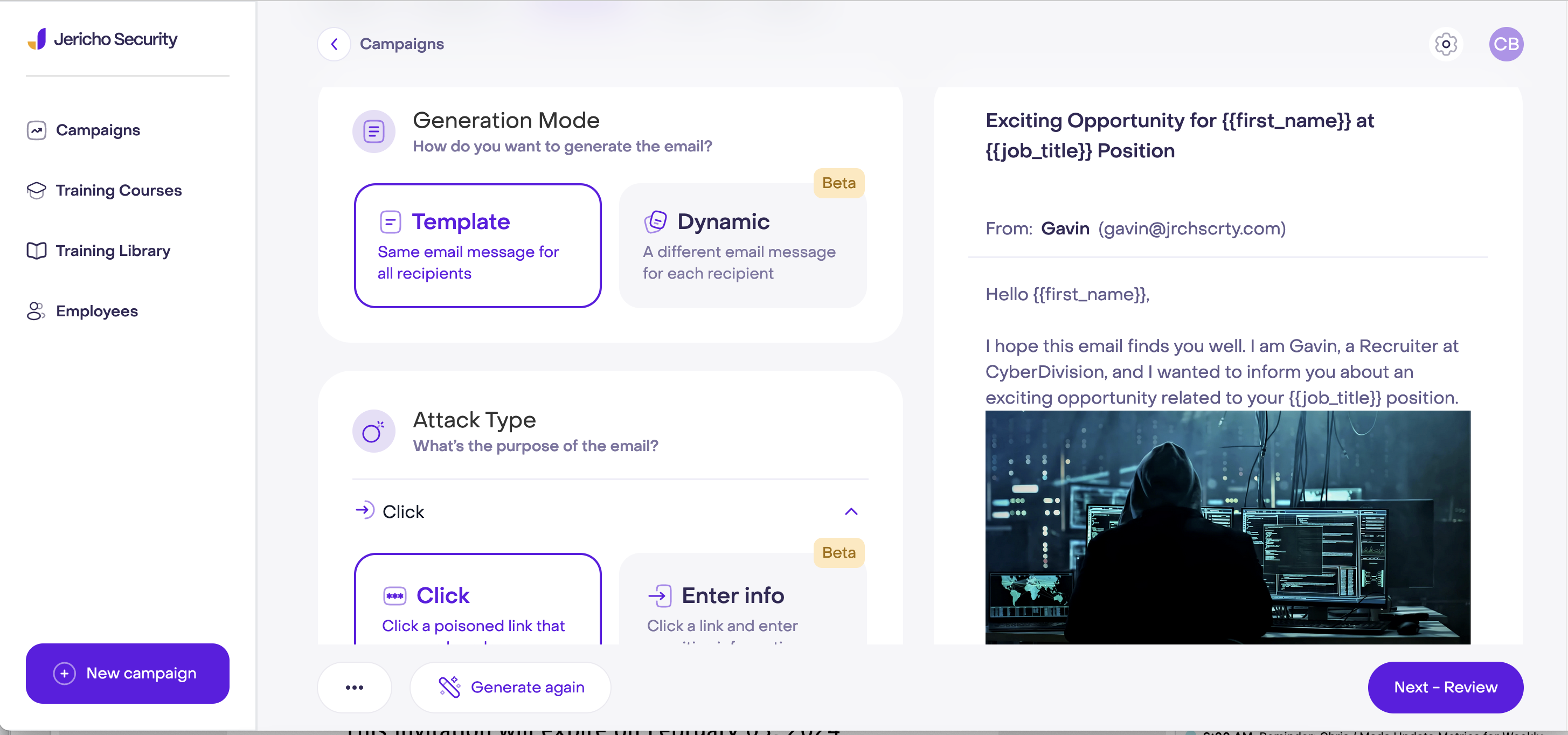 Jericho Security Enhances Generative AI Phishing Simulator with Image Support